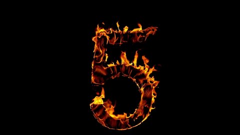 5 Single Number Made Fire Flames Stock Footage Video (100% Royalty-free ...