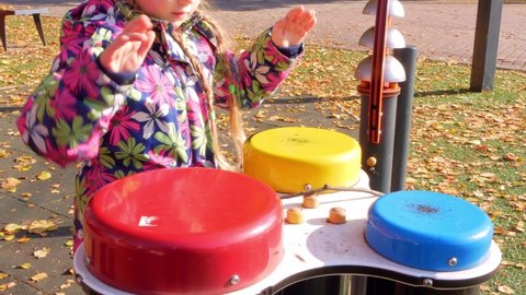 Little Girl Playing On Bongo Drums Stock Footage Video (100% Royalty ...