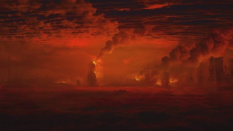 Apocalypse Series Red Skies Burning Cities Stock Footage Video (100% ...