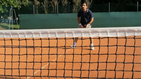 Man Tennis Player Smashing Celebrates Point Stock Footage Video (100% ...