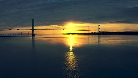 British Sunrise Establishing View River Severn Stock Footage Video (100 ...
