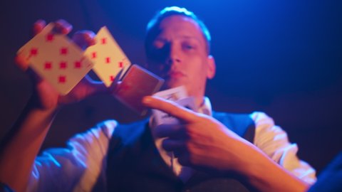 Closeup Hands Magician Performing Tricks Deck Stock Footage Video (100% ...