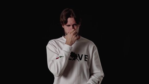 Trendy Young Man Covering Nose Stench Stock Footage Video (100% Royalty ...