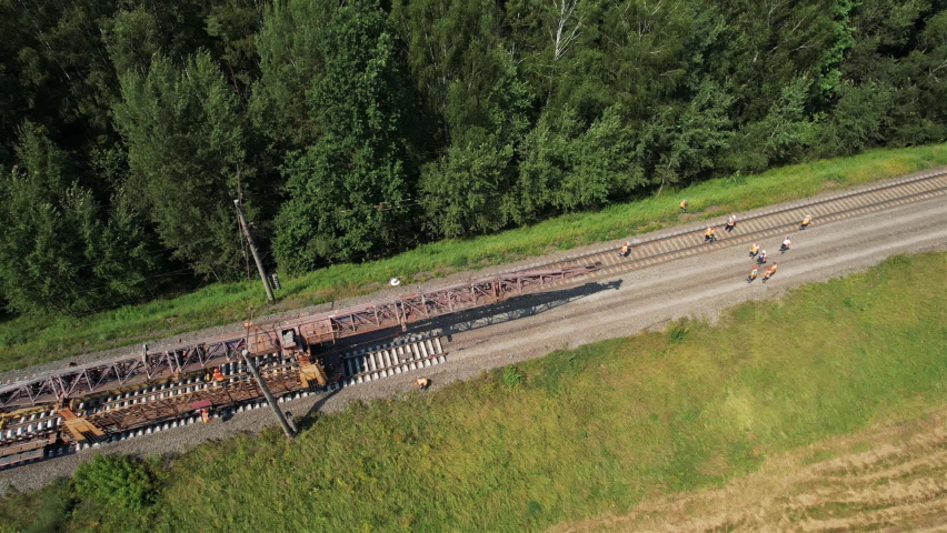railroad track construction train repair maintenance Stock Footage ...