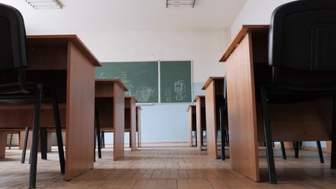 Empty Lecture Room Classroom Aisle Between Stock Footage Video (100% ...