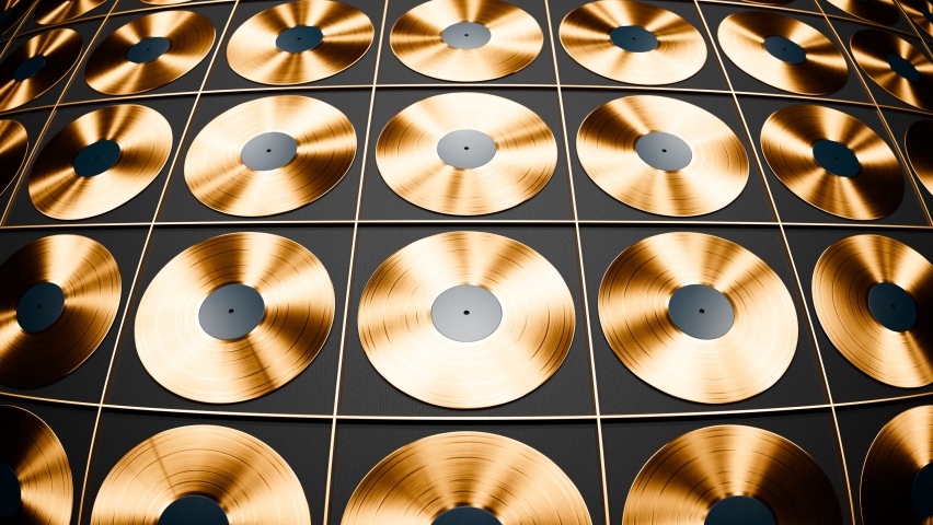 seamless looping animation golden vinyl records Stock Footage Video ...