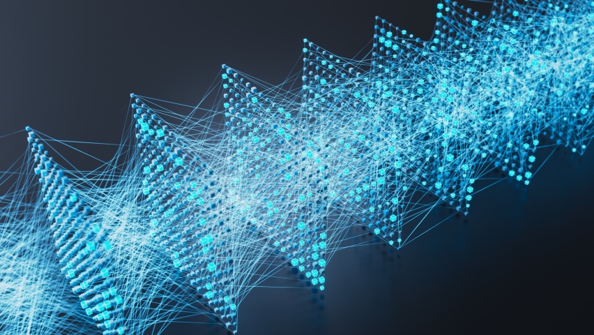 Futuristic holographic simulation of artificial neural networks, artificial intelligence deep ...