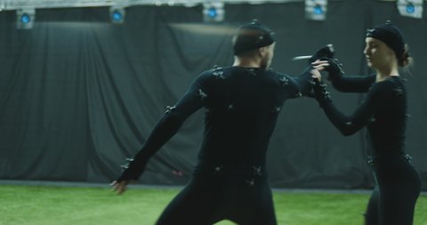 Actors Wearing Motion Capture Suits Performing Stock Footage Video (100 ...