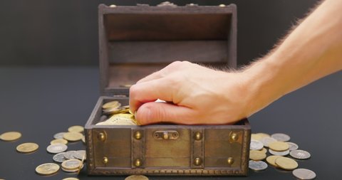 Grabbing Money Treasure Chest Stock Footage Video (100% Royalty-free ...