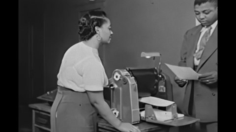 1950s Woman Typing Typewriter Woman Folding Stock Footage Video (100% ...