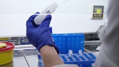 Scientist Transfers Sample Large Test Tube Stock Footage Video (100% ...