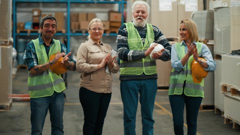 Group Labor Smiling Clapping Hand Celebrate Stock Footage Video (100% ...
