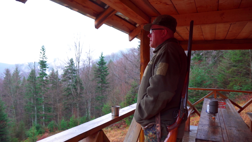 man on hunt waiting good weather Stock Footage Video (100% Royalty-free ...