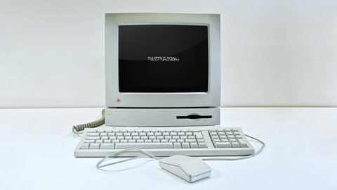 Vintage Pc Booting Glitch Green Screen Stock Footage Video (100% ...