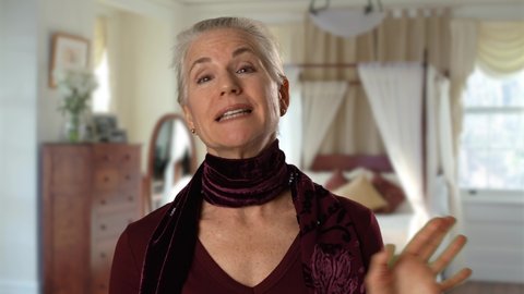 Portrait Mature Woman Listening Smiling Nodding Stock Footage Video ...