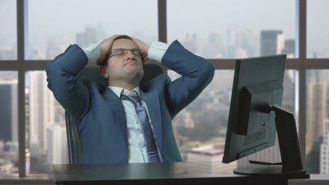 Angry Businessman Work Computer Nervous Man Stock Footage Video (100% ...