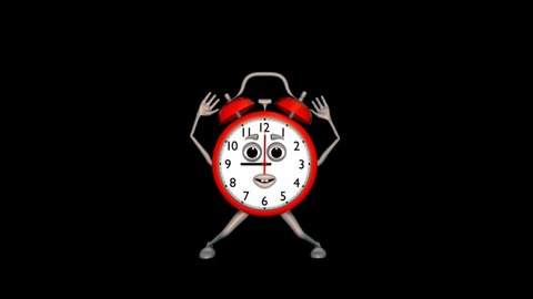 Cartoon Alarm Clock Jumping Looped On Stock Footage Video (100% Royalty ...