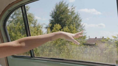 Closeup Brides Hand Sticking Out Window Stock Footage Video (100% ...