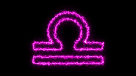 Libra Zodiac Sign On Fire Animation Stock Footage Video (100% Royalty ...