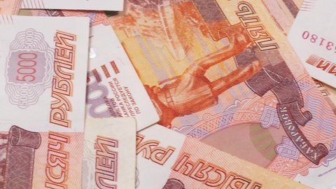 Russian Paper Money Close Fivethousandth Banknotes Stock Footage Video ...