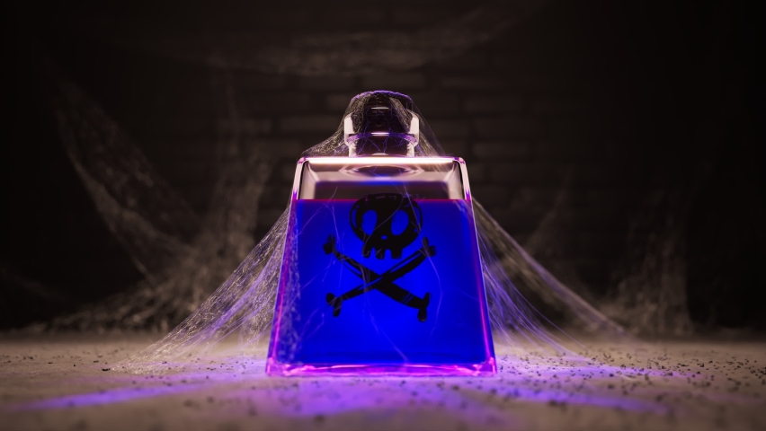 single bottle purple fluorescent poisonous liquid Stock Footage Video ...