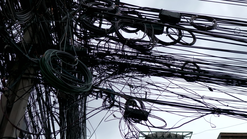 messy power wires tangled on electrical Stock Footage Video (100% ...