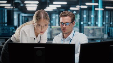 Animated Concept Big Data Center Female Stock Footage Video (100% ...