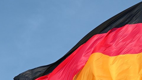 Slow Motion German Flag Flying On Stock Footage Video (100% Royalty ...