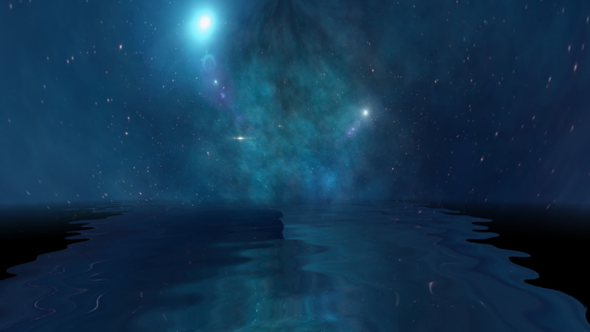 space universe stars galaxies reflected water Stock Footage Video (100% ...
