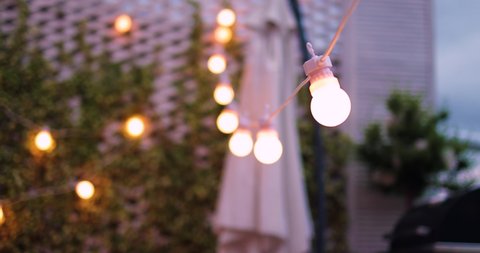Rows Party Light Bulb Strings Rooftop Stock Footage Video (100% Royalty ...