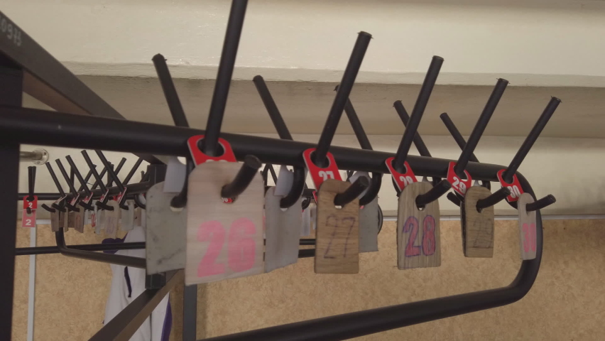 numbers on hangers empty dressing room Stock Footage Video (100% ...