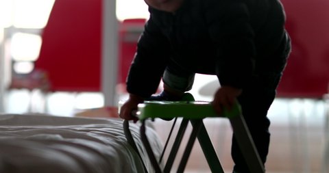 Baby Boy Climbing Bench Toddler Child Stock Footage Video (100% Royalty ...