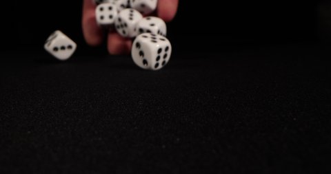 Rolling White Dice On Black Background Stock Footage Video (100% ...