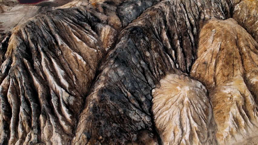 Ecology background, drought and chemical pollution. aerial view drought ...