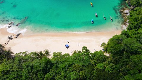 Aerial View Topdown Beach Sea Wood Stock Footage Video (100% Royalty ...
