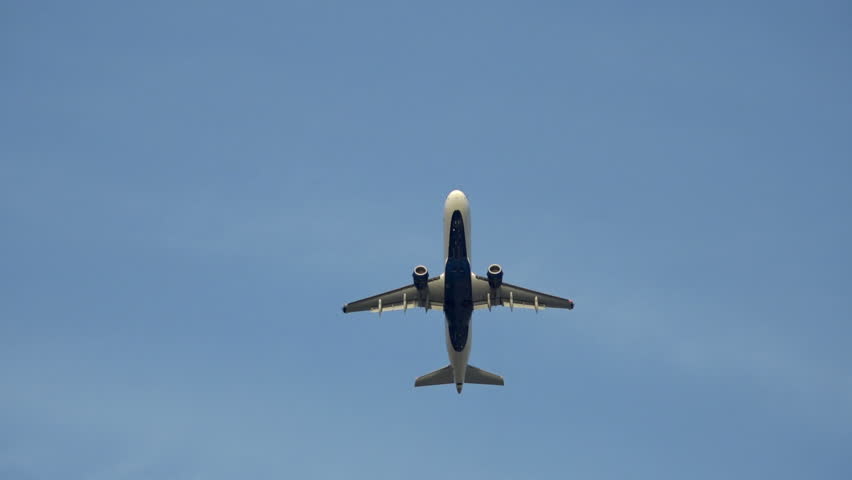 Airplane Flying Overhead, Medium Shot Stock Footage Video (100% Royalty ...
