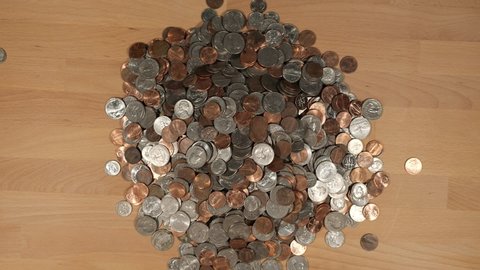Us Coins Falling Into Pile Change Stock Footage Video (100% Royalty ...