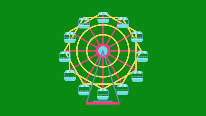 2d animated ferris wheel green screen Stock Footage Video (100% Royalty ...
