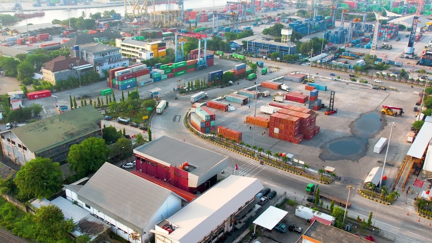 aerial view activities port tanjung priok Stock Footage Video (100% ...