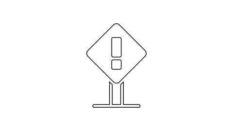 Black Line Exclamation Mark Square Frame Stock Footage Video (100% ...