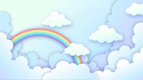 4k Animated Background Sky Clouds Rainbow Stock Footage Video (100% ...