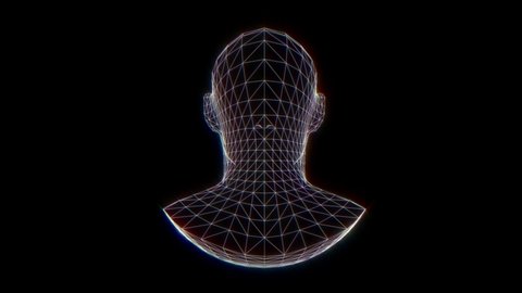 Wireframe Man Head Animation Loop 3d Stock Footage Video (100% Royalty ...