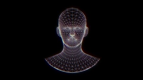 Wireframe Man Head Animation Loop 3d Stock Footage Video (100% Royalty ...