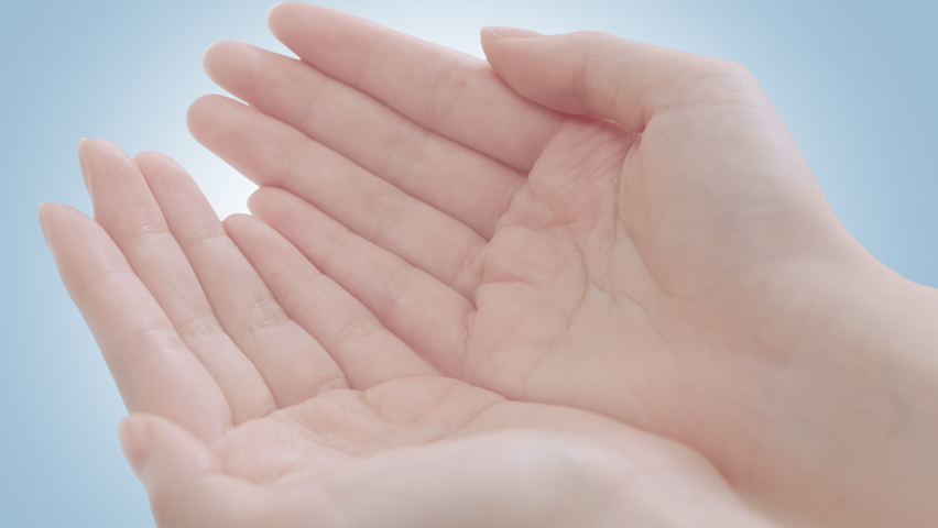 female beauty hands showing palms top Stock Footage Video (100% Royalty ...