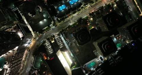 Overhead Night Shot Brickell Miami 4k Stock Footage Video (100% Royalty ...