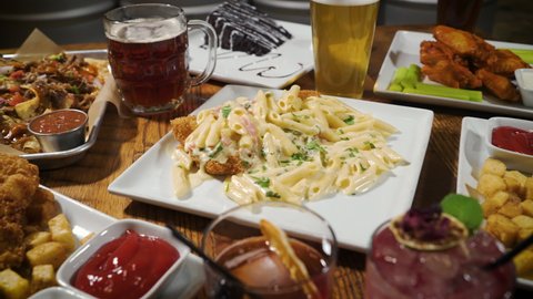 Restaurant Table Filled Plates Tempting Comfort Stock Footage Video ...