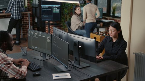 Two Focused Coders Facing Each Other Stock Footage Video (100% Royalty ...