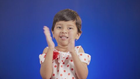 Indian Happy Little Girl Clapping Hands Stock Footage Video (100% ...