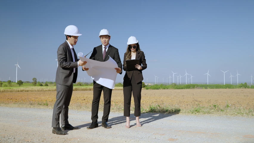 inspector engineer secretary inspecting project wind Stock Footage ...