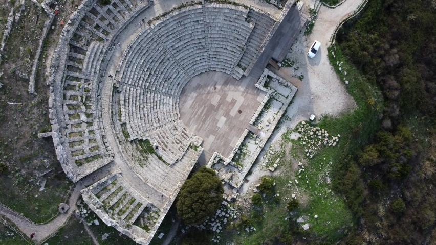rotating birds-eye view ancient greek theater Stock Footage Video (100% ...